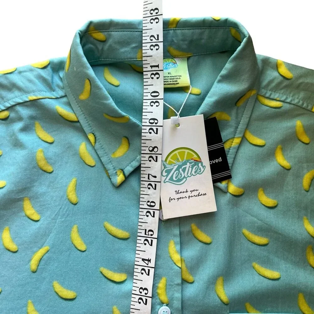 Zesties | Shirts | Zesties Size Xl Blue Cotton Retro 8s Style Beach ...
